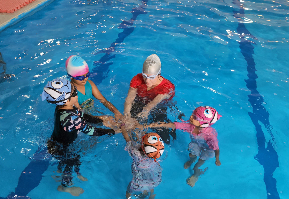 Small Kids Swimming Fun Activities inside the Pool | Fit Box Center Sharjah