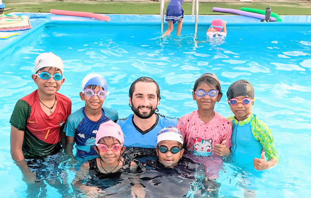 Swimming kids and teacher with friendly environment | Fit Box Center ...